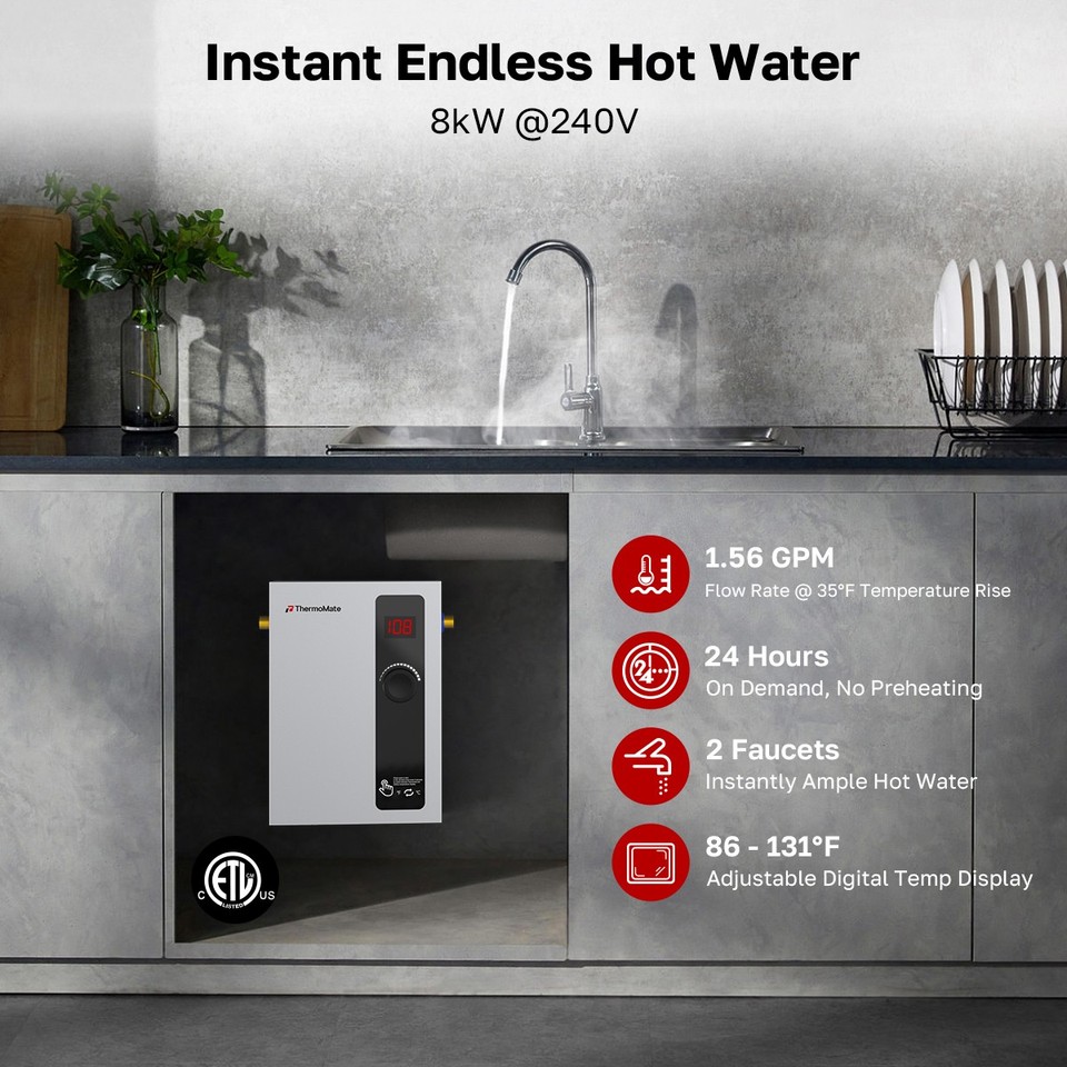 Electric Tankless Water Heater 14kW/18kW/27kW Instant Hot Shower for ...