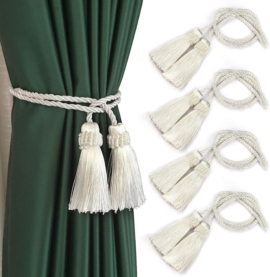 4PCS Curtain Tiebacks Handmade Decorative Curtain Holdbacks Rope with ...