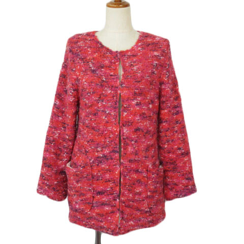 S Rope Jacket Coat Collarless Tweed Wool Alpaca | eBay