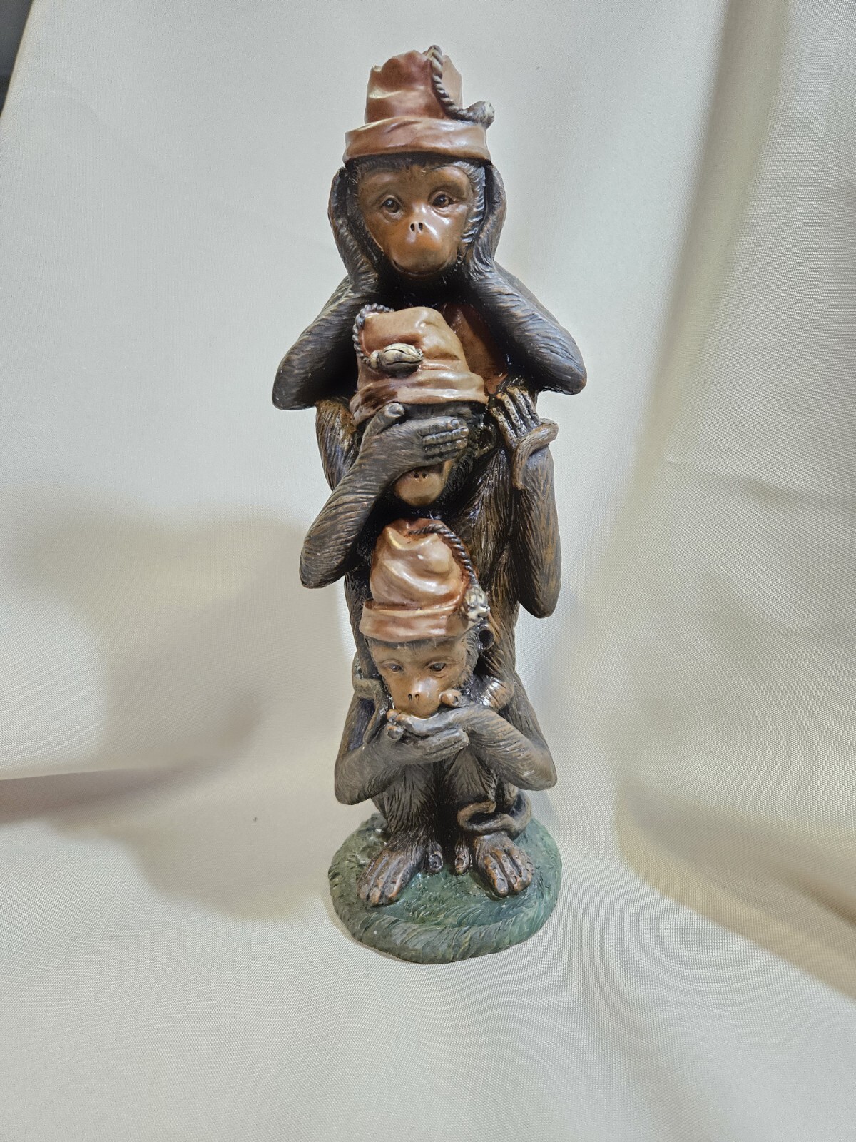 Resin Monkey Totem Pole Figurine. Hear no evil See no evil Speak no ...