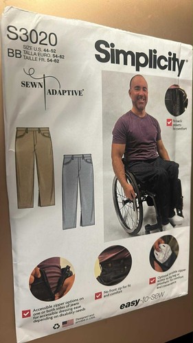 Simplicity Pattern S3020 Unisex Adaptive Jeans Easy To Sew Sizes 44-52 ...