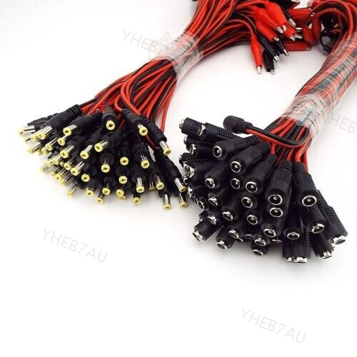 Alligator Clip DC Female/Male Jack Connector Power Cable Cord 5.5mm x 2 ...