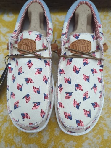 Hey Dude Americana Flag Patriotic Slip On Shoes Men’s 9 Red White Blue ...