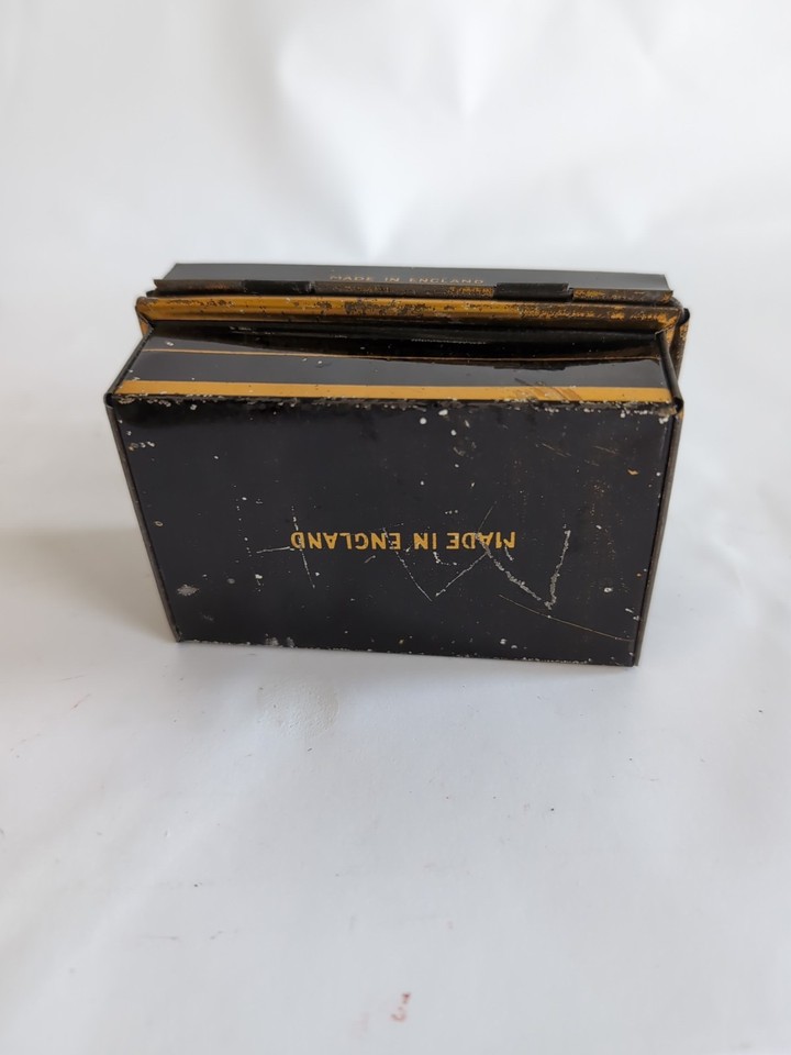 Vintage Tin Black Metal Lock Box Made England w/Key Miniature Antique ...