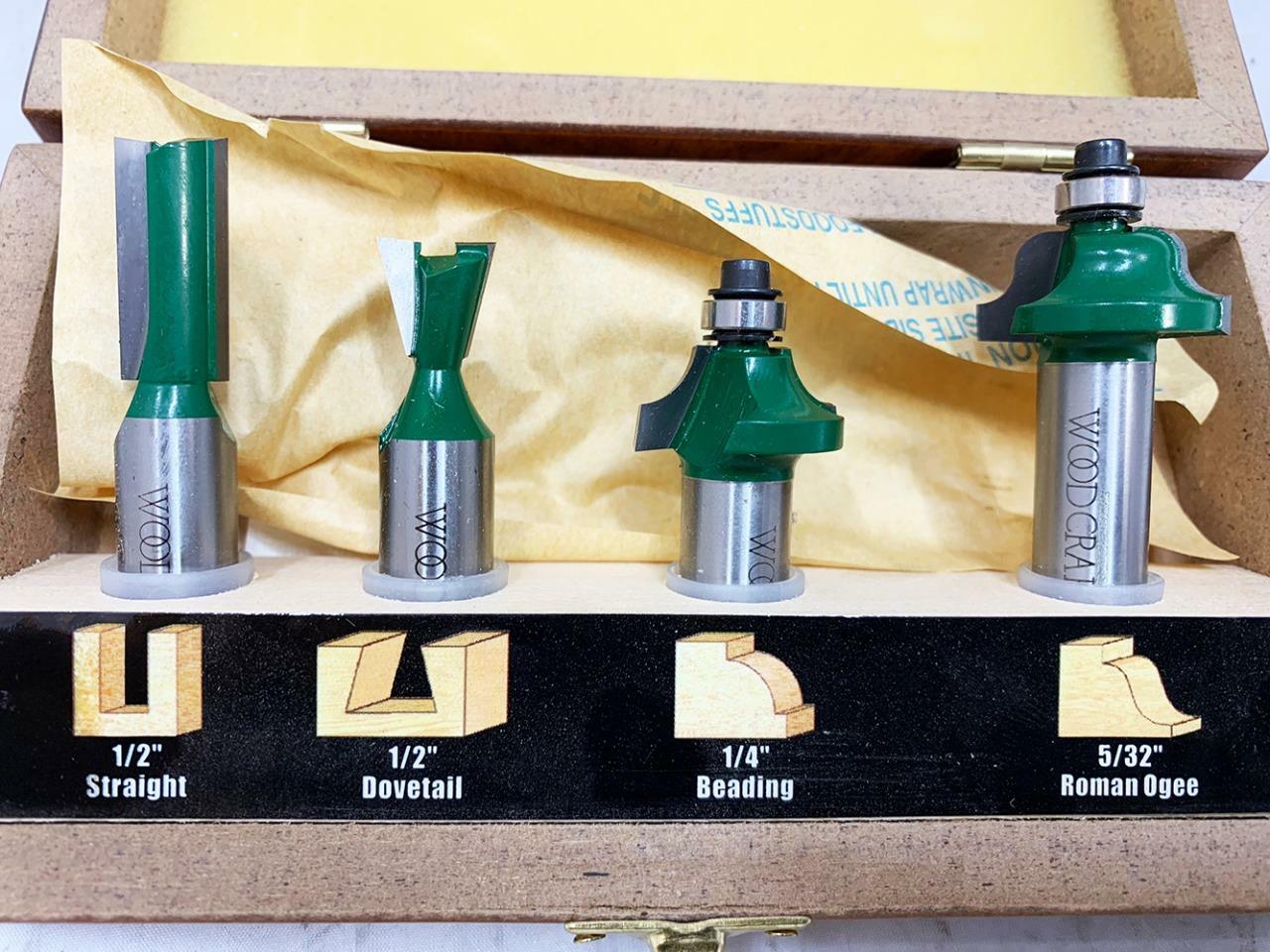 WoodRiver 4pc 11060903 Round Over Router Bit Set, 1/2" Shank NEW FREE ...