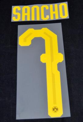 Borussia Dortmund Sancho 7 2018/19 Away Football Badge Name/Number Set ...