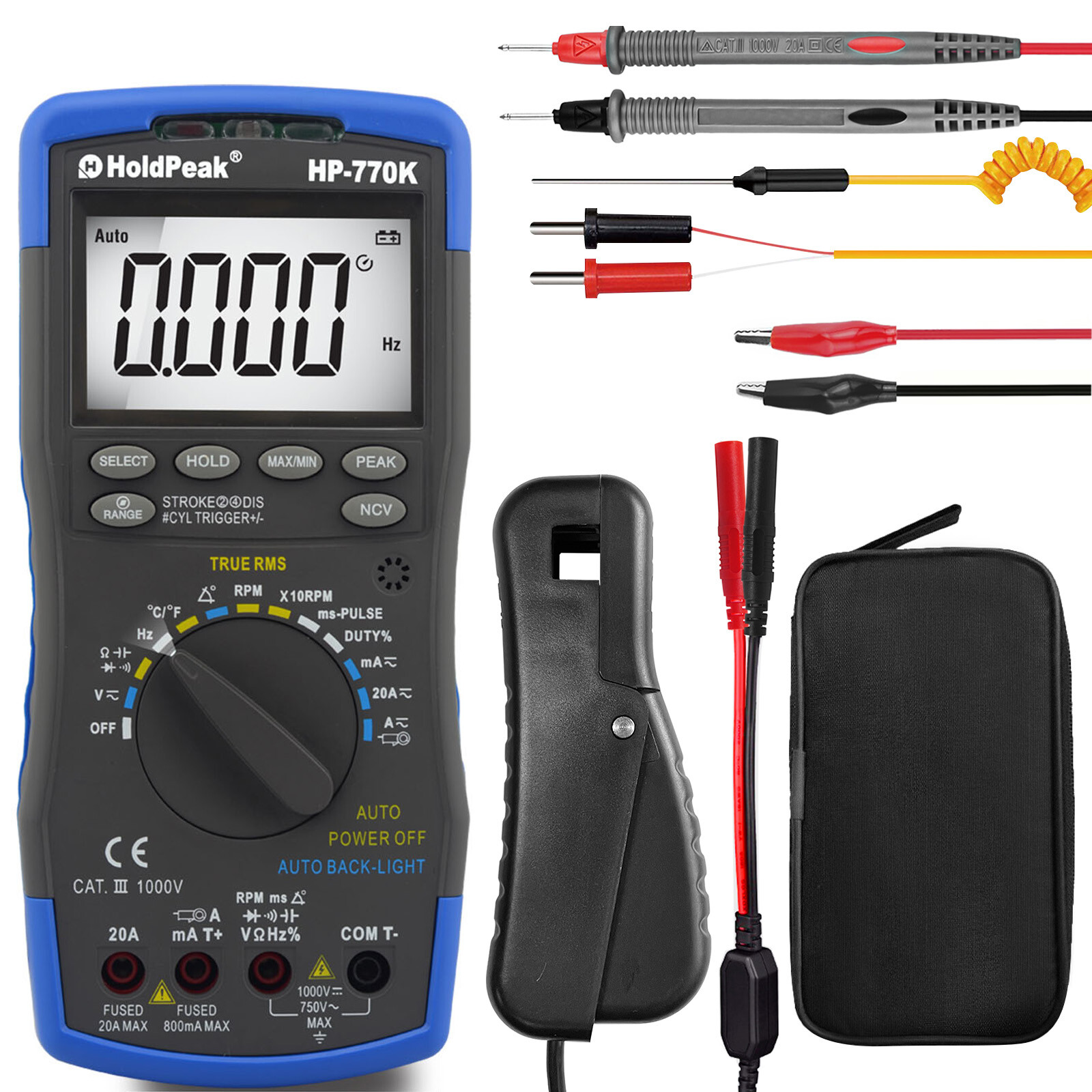 Automotive Multimeter Ammeter Voltmeter Ohmmeter Tachometer RPM Dwell ...