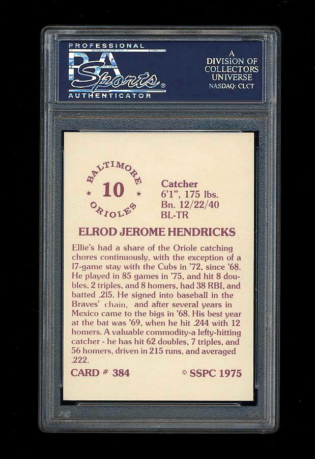 ELLIE ELROD HENDRICKS SIGNED 1975 SSPC PSA/DNA AUTOGRAPHED BALTIMORE ...