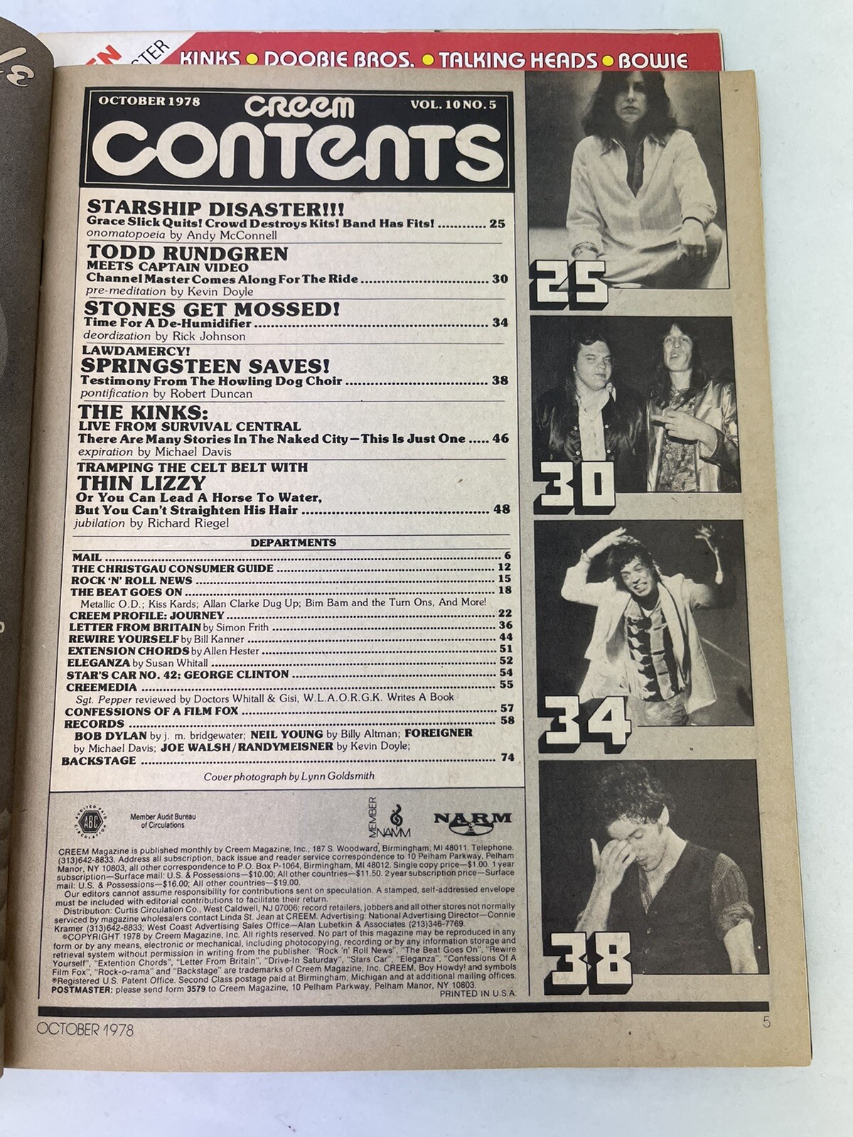 Set Of 2 Creem Magazines 1978 And 1981 Bruce Springsteen, Thin Lizzy ...