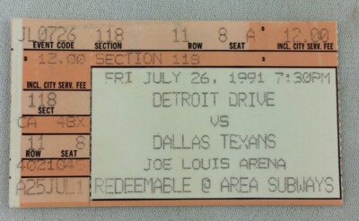 AFL 1991 07/26 Dallas Texans at Detroit Drive Football Ticket Stub | eBay