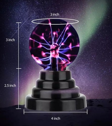 3” Plasma Ball Lamp Battery or USB Powered Magic Touch Sensitive ...