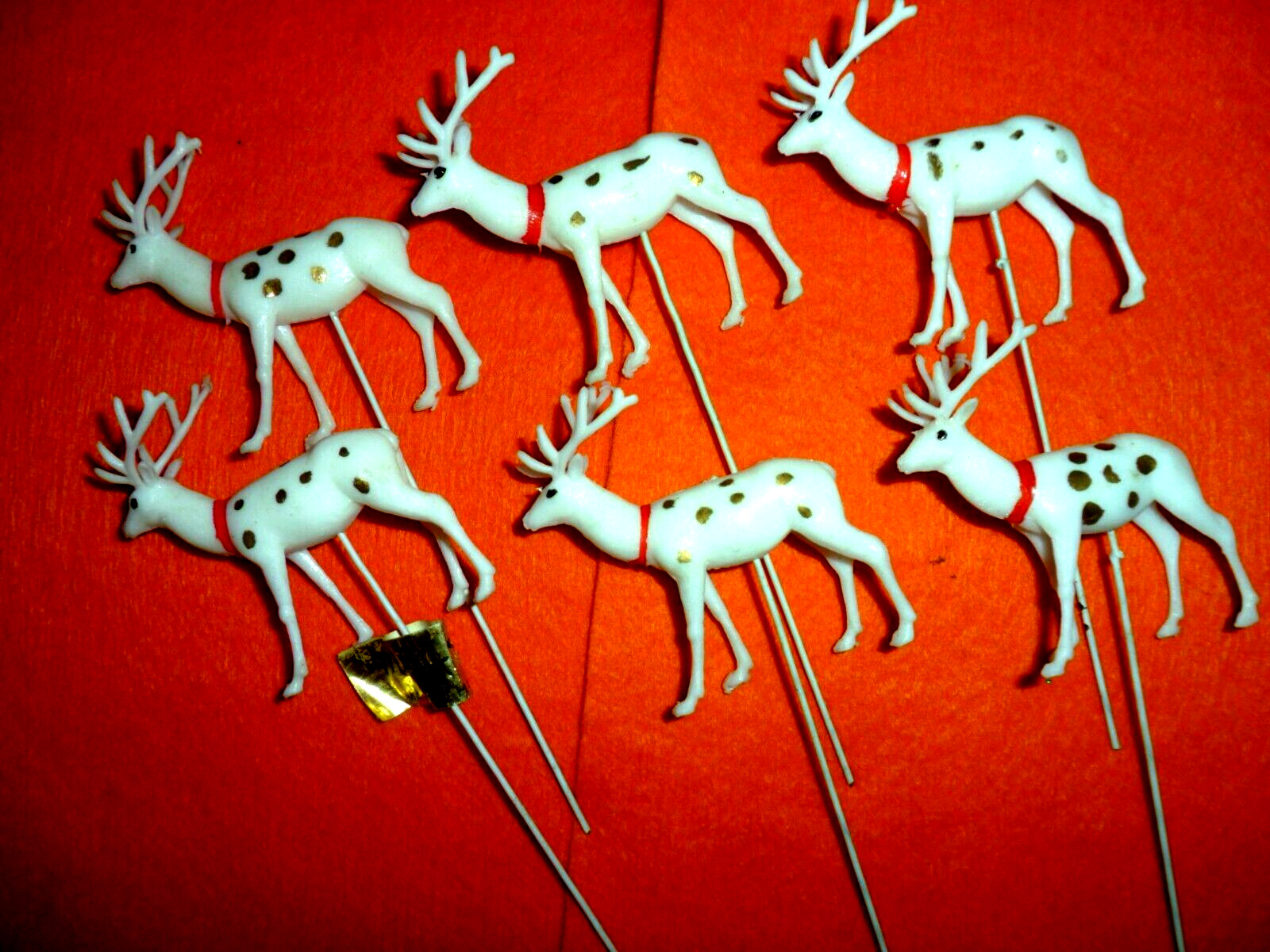 Vintage White Small Plastic Reindeer with Gold Spots - International ...