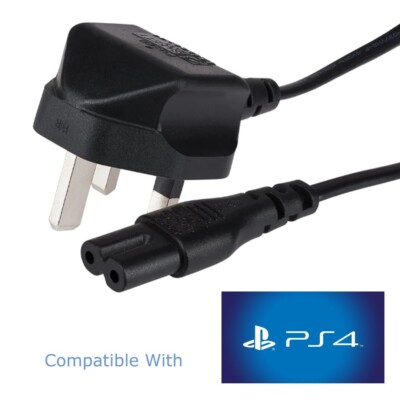 PlayStation PS4 Replacement Mains Power Cable Figure 8 Power Lead 2m ...