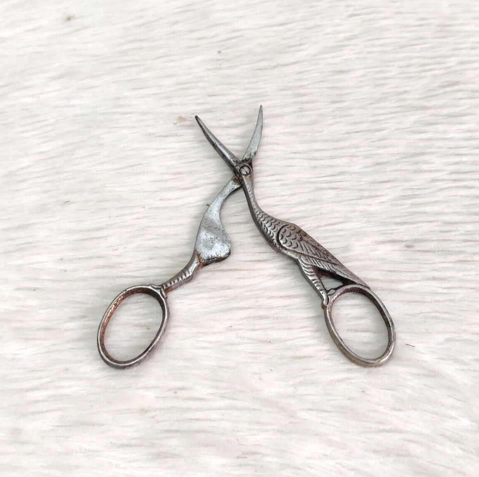 Vintage Stork Bird Shape Iron Nail Cutting Scissors Rich Patina ...