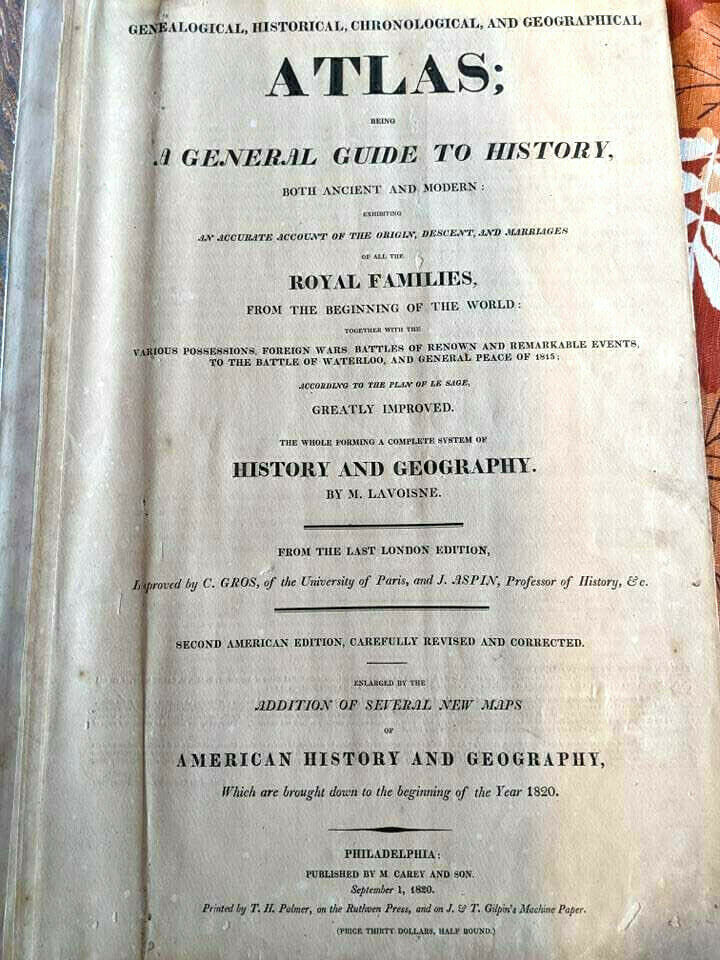Lavoisne Atlas of 1820 2nd Edition John Melish US Map Hand Painted ...