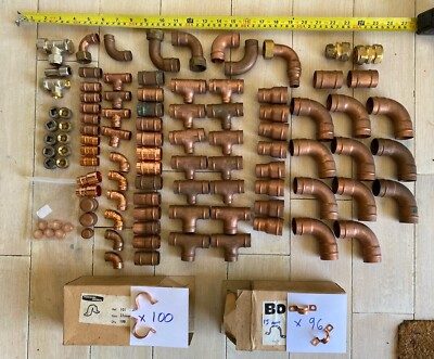 Job lot of Yorkshire Copper Fittings. Unused NOS. Nearly 300 pieces in ...