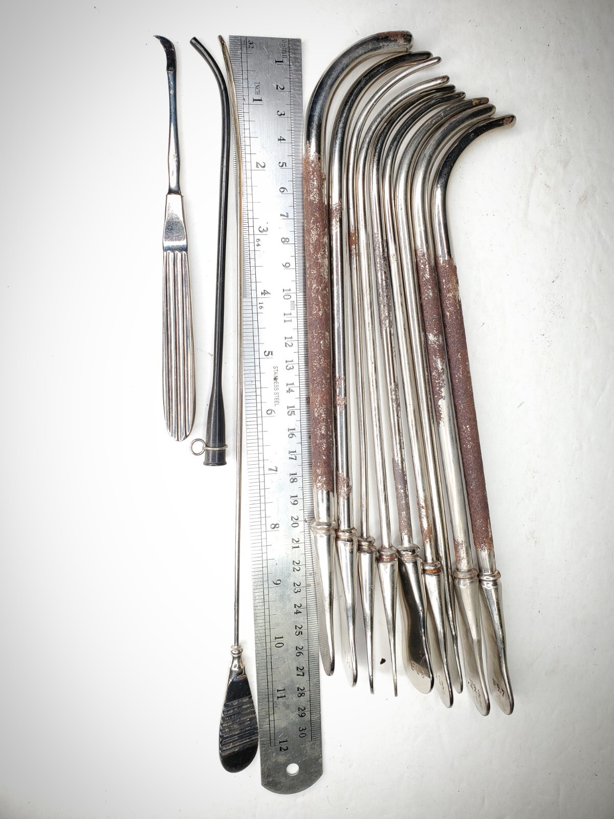 ANTIQUE MEDICAL SURGICAL UTERINE SOUNDS DILATOR INSTRUMENTS SET ...