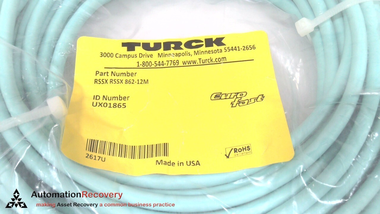 TURCK RSSX RSSX 862-12M, ETHERNET CABLE ASSEMBLY, UX01865, NEW #324352 ...