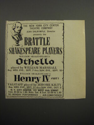 1955 Brattle Shakespeare Players Othello and Henry IV Advertisement | eBay