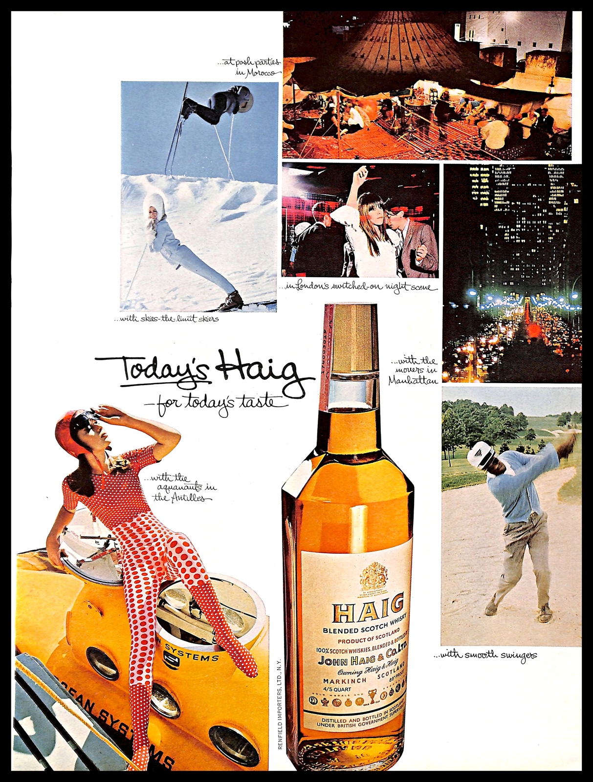 1966 Haig Scotch Whisky Vintage PRINT AD Alcohol Travel Parties Ski ...
