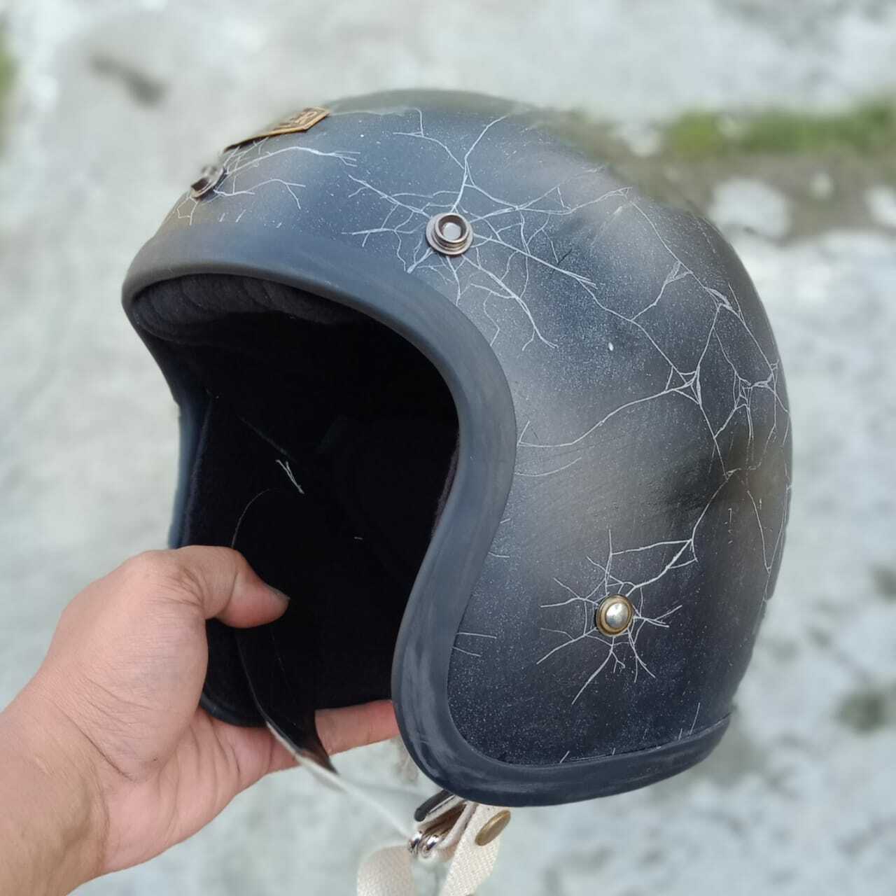 SALE! VINTAGE CUSTOM HELMET SLIM HEAD 500TX BLACK PATINA CRACK FOR ...