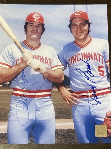 Pete Rose , Johnny Bench Autographed Cincinnati Signed 8x10 Photo With ...