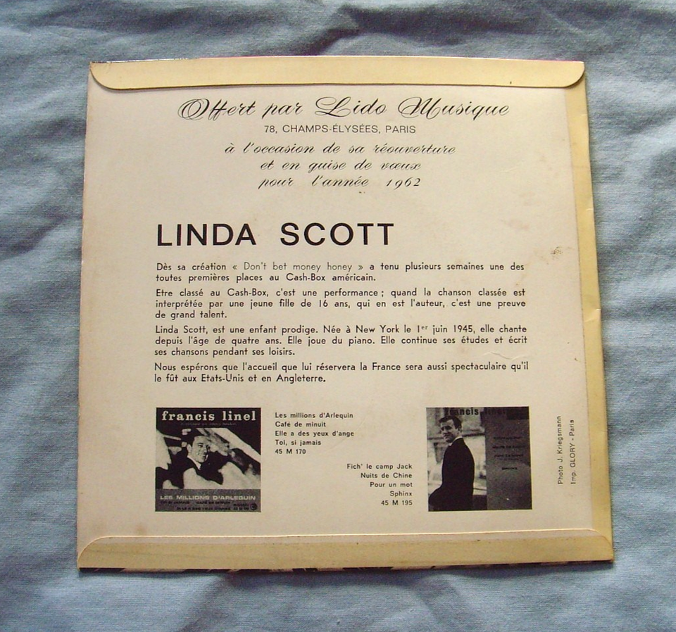 Linda Scott - Starlight, Starbright EP - 1962 RICORDI (VG+/VG+) France ...