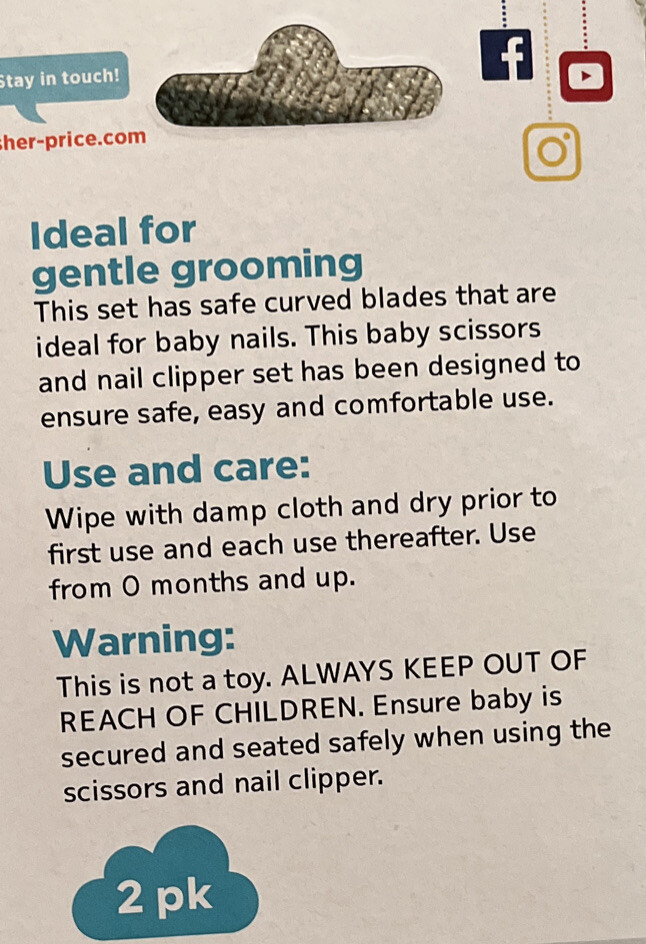 Fisher-Price, Baby Scissors & Nail Clipper Set, 0+ Months, 2 Pieces New ...