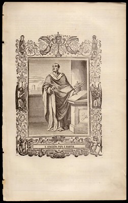 ST ANACLETUS, POPE & MARTYR 167x267mm Antiq 19th BOOK ENGRAVING | eBay