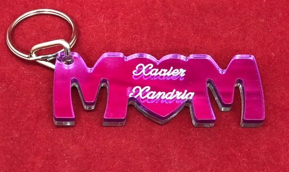 Mom Keychain Custom Names Free Engraved key chain Mother Key Ring ...