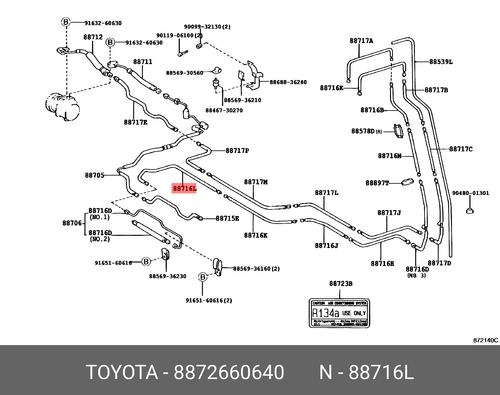 Genuine Pipe, Cool Refrigerant Liquid, L, 8872660640 for TOYOTA 88726 ...