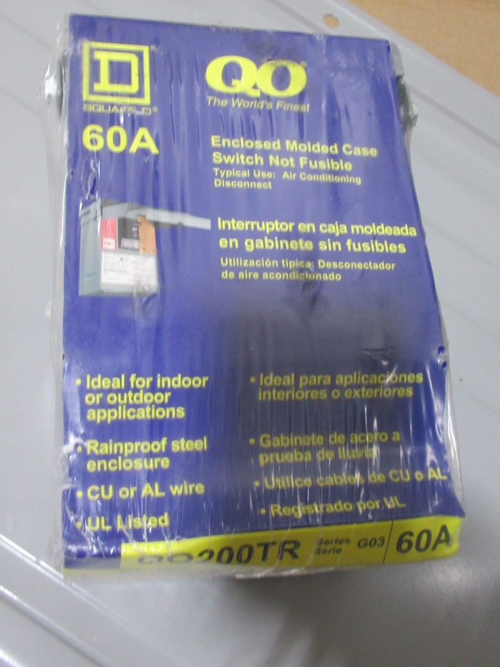 Square D QO200TR AC Disconnect Switch 60 Amp 240 Volt 1PH2W Nema 3R ...