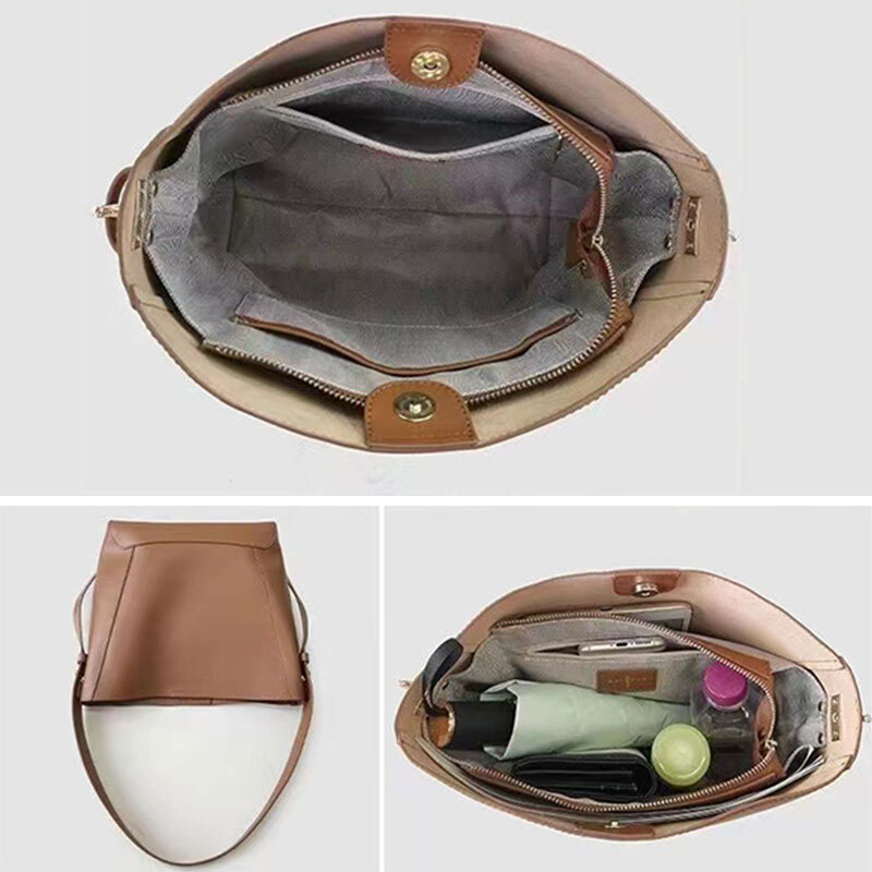 Large Capacity Crossbody PU Leather Single Bag Bucket Shoulder Bag ...