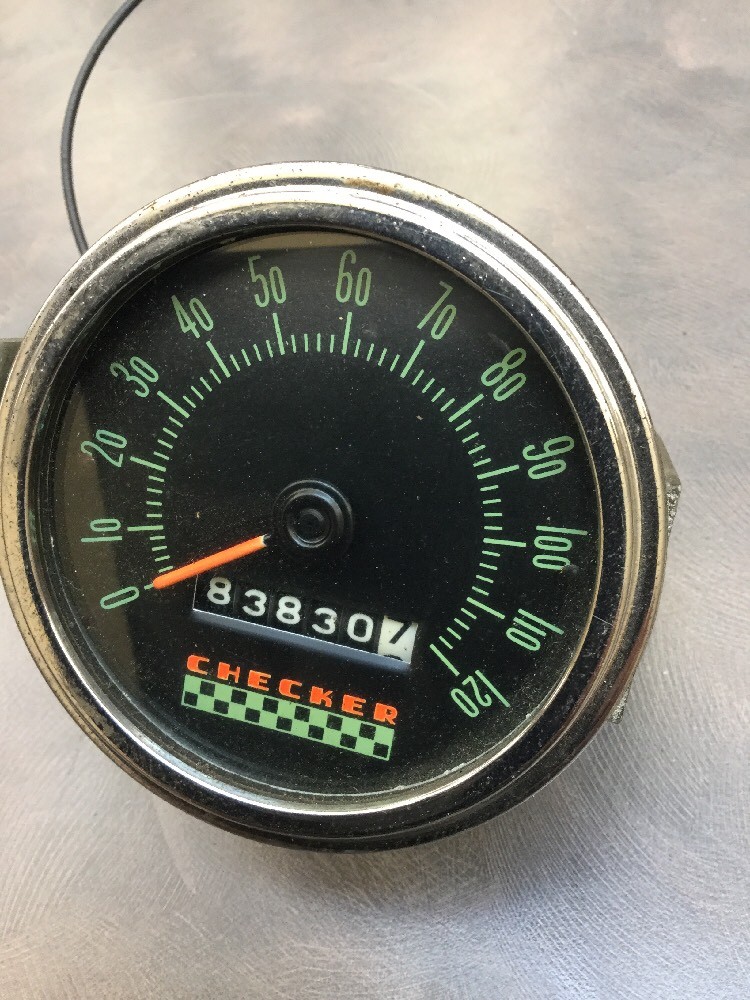 OLD CHECKER CAB 120 Mph SPEEDOMETER VINTAGE DASH STEWART WARNER RAT ROD ...