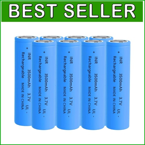 Flat Top 18650 Rechargeable Battery - 8-Pack, 3500mAh with Safety ...