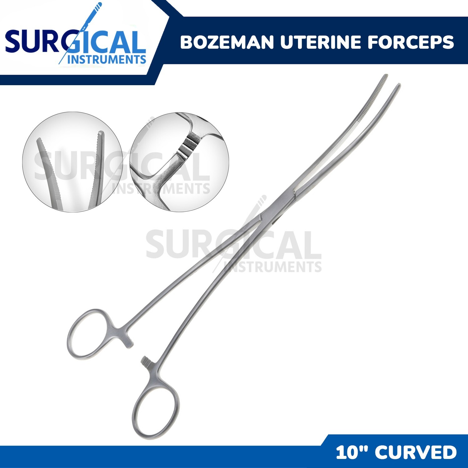 BOZEMAN COTTON SWAB Forceps 10" Curved Surgical Economy Grade | eBay
