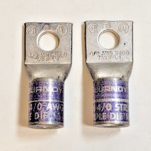 Burndy YA28-L4 N200 CRIMP Compression Lug 4/0 AWG Purple Die 15 (QTY. 2 ...