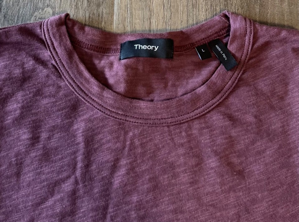 Theory Essential Crew Neck T-Shirt Men Plum Short Sleeve Designer Size ...