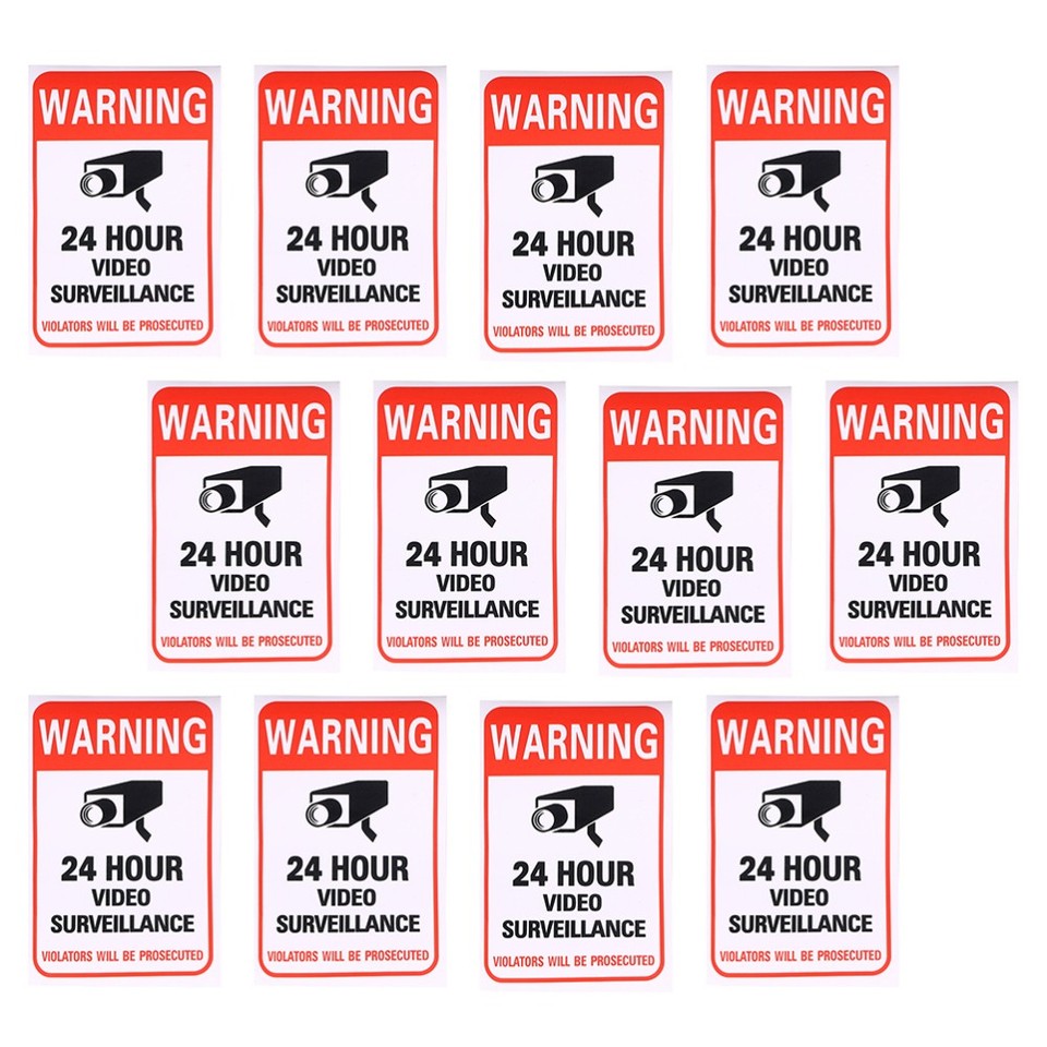 20 Pcs Monitor Warning Stickers Window Cctv Filming Monitoring Signs ...