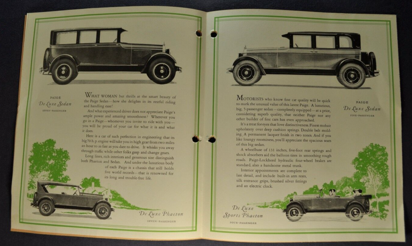 1925 Paige Jewett Motor Car Brochure Roadster Touring Sedan Nice ...