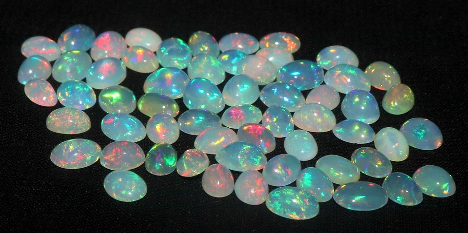 Natural Ethiopian fire opal cabochon oval shape opal white opal loose ...