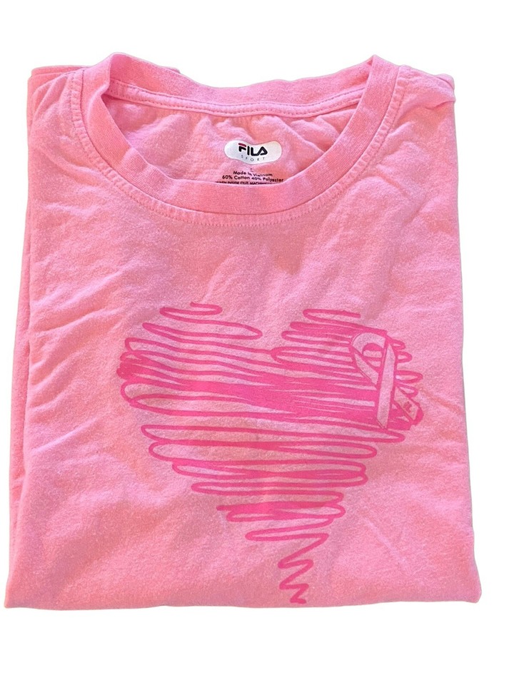 Fila Breast Cancer Awareness Women's Pink Heart T-shirt Size L | eBay