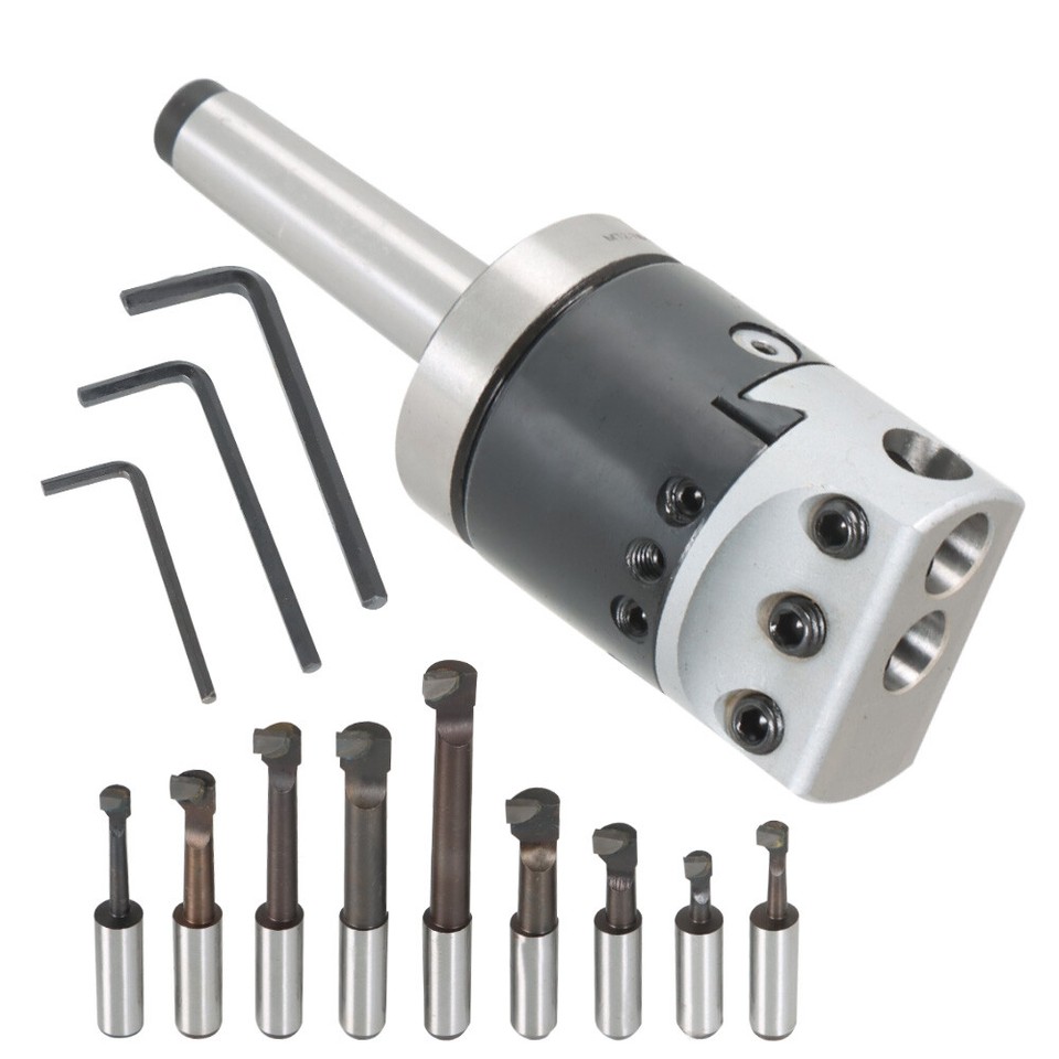 9PCS Shank Boring Bar Sets Boring Head 2"(7/8-20) With MT2 Shank 3/8-16 ...