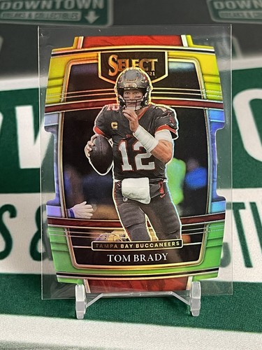 2021 NFL Select Tom Brady Concourse Die Cut Yellow and Green Prizm Bucs ...