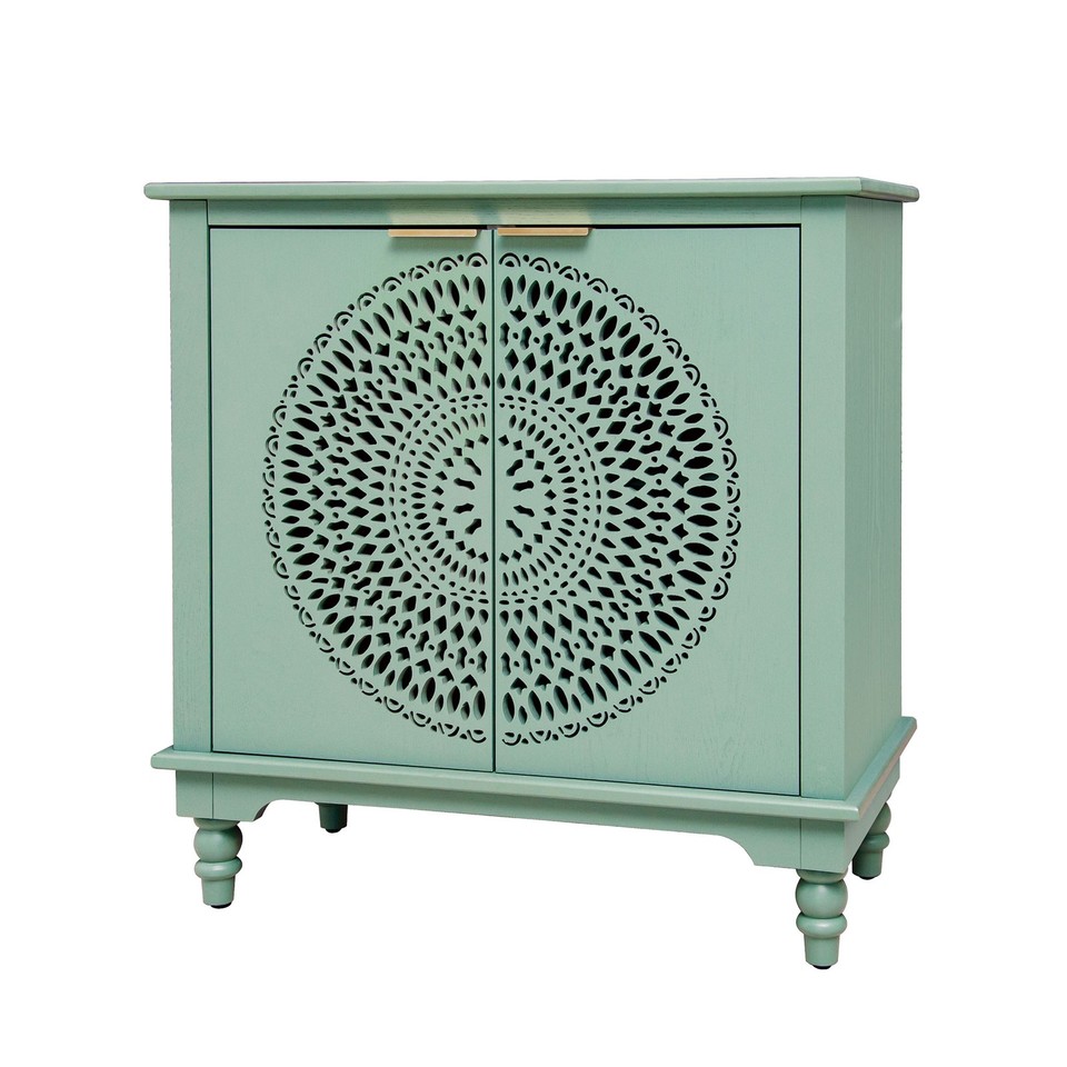 American style Hollow-Carved 2 Door Accent Cabinet Sideboard Buffet ...