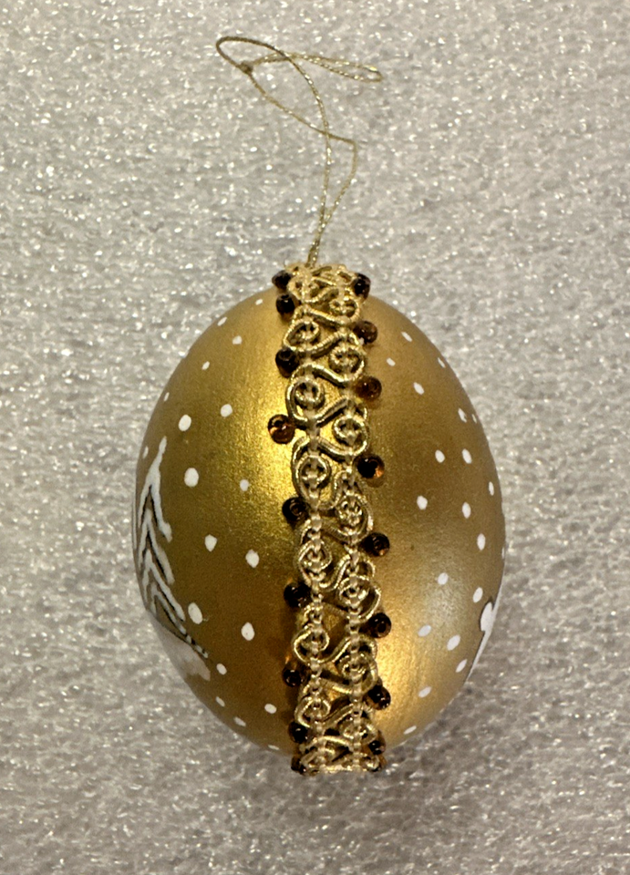 Vintage Egg Shell Christmas Ornament Hand Painted Doubled Sided House ...