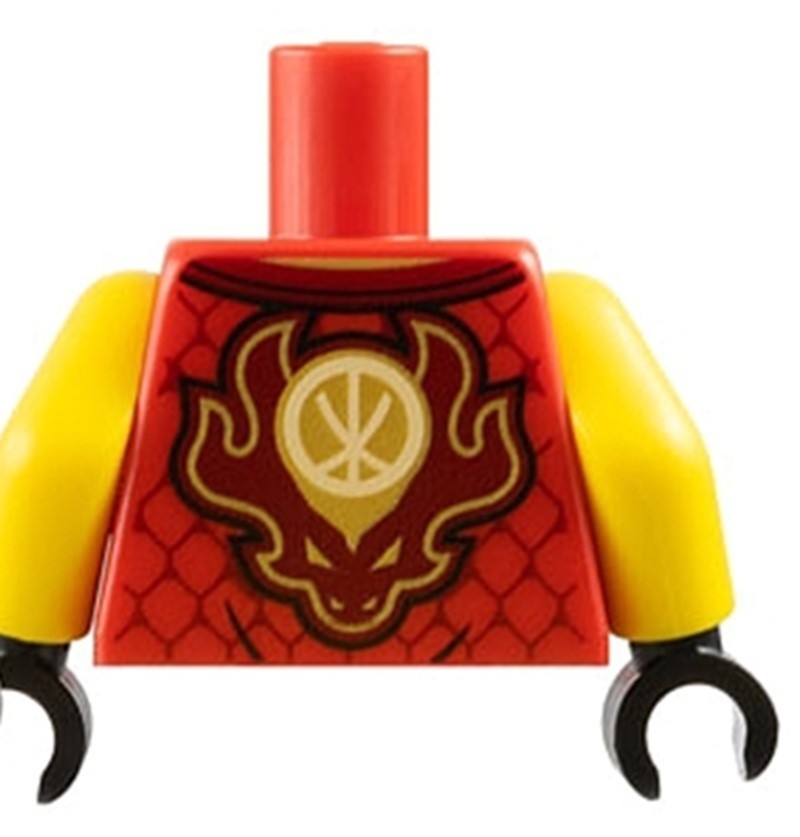 LEGO New Ninjago Minifigure Torso Red Tunic Gold Trim Dragon Head Kai ...
