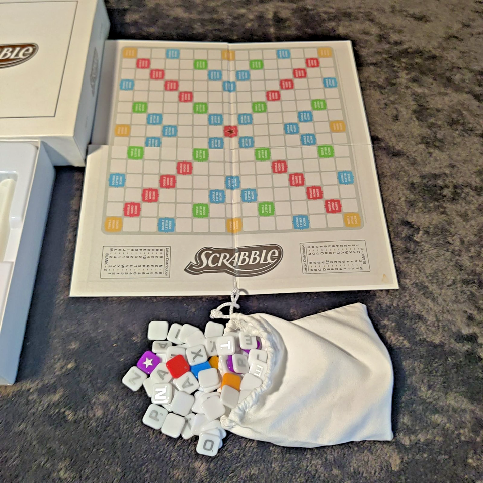 Scrabble Pearl White Tiles Limited Edition With Power Tiles Word Game ...
