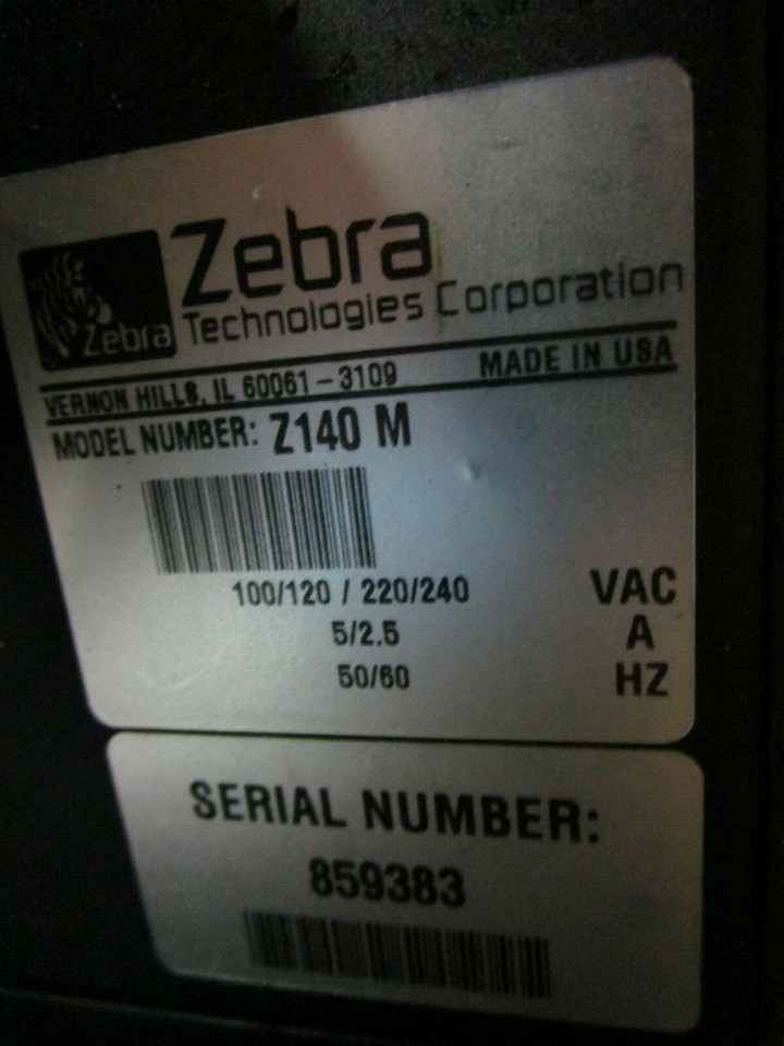 ZEBRA Z140 M INDUSTRIAL THERMAL TRANSFER BARCODE LABEL PRINTER 100/120 ...