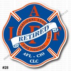 IAFF Firefighter HELMET Decal 2" RETIRED Sticker Intense Blue Org ...